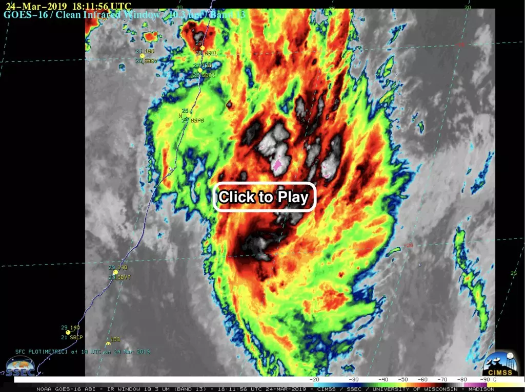 La tormenta tropical Iba se formó frente a la costa de Brasil, una verdadera rareza en esta parte del mundo.